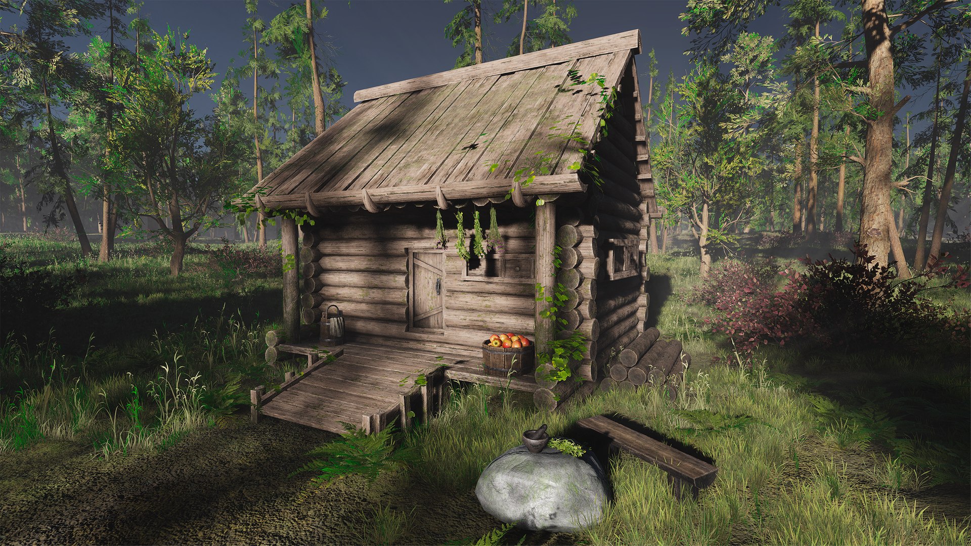 3D Log Cabin - Slavic Hut PBR - TurboSquid 1985456