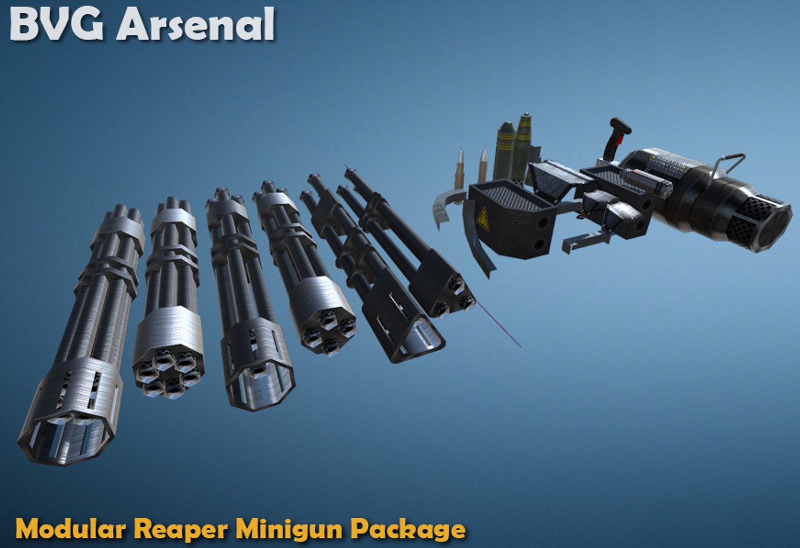 Modular Reaper Minigun Package 3d Model