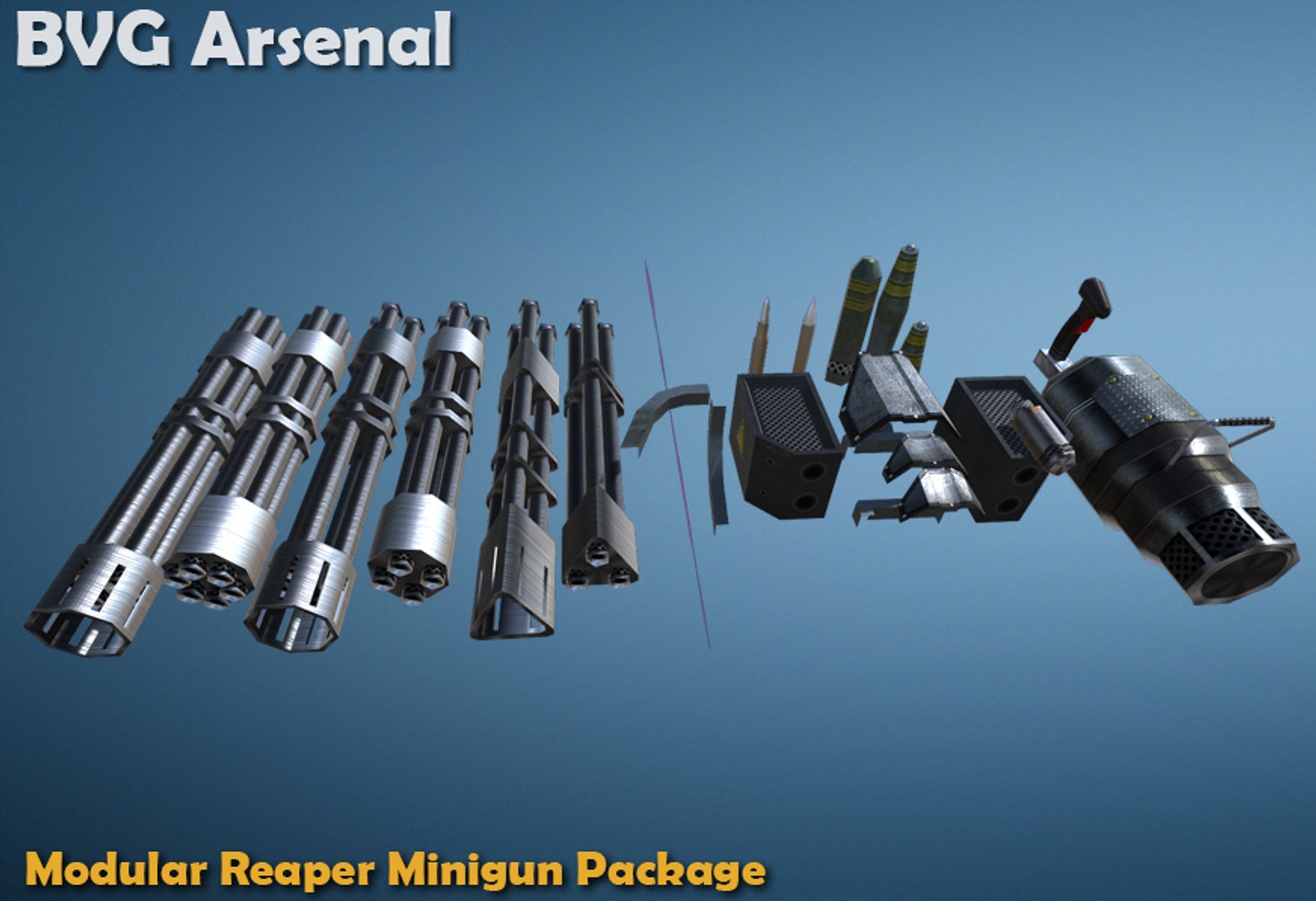 Modular Reaper Minigun Package 3d Model