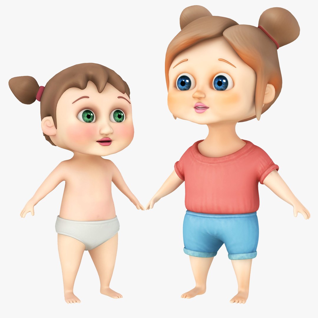 Cartoon Kid And Baby Girl Collection 3D Model - TurboSquid 2214307