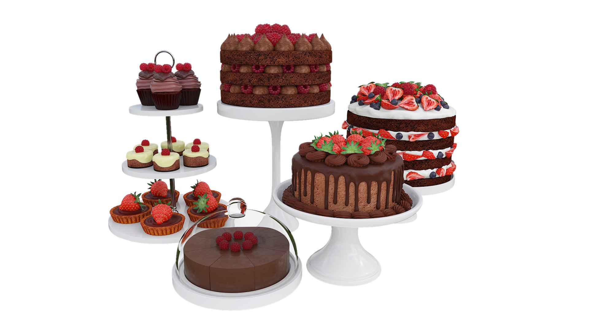 3D Model Chocolate Berry Dessert - TurboSquid 1972932