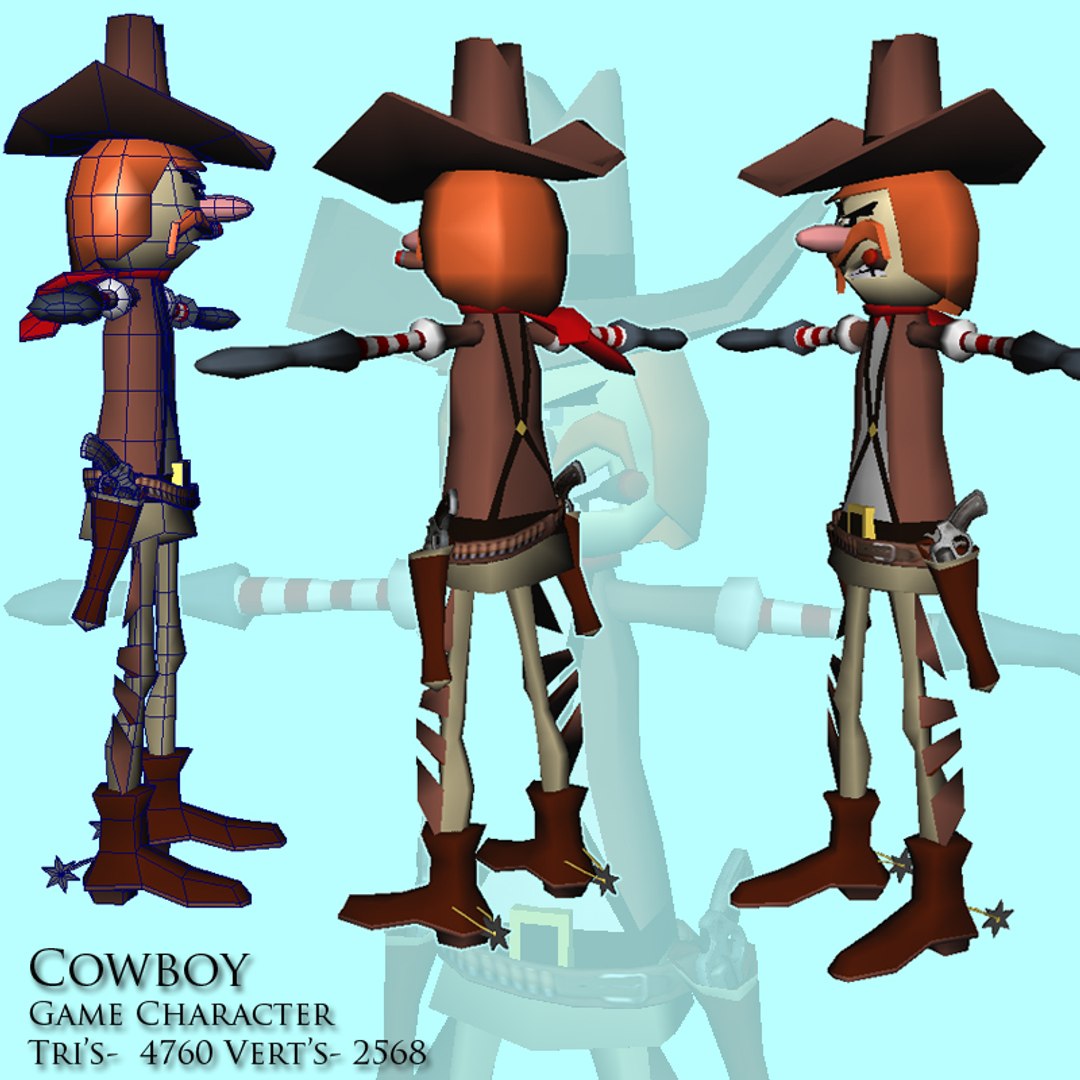 cowboy character games 3d obj