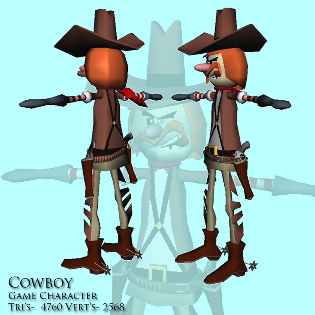 cowboy character games 3d obj