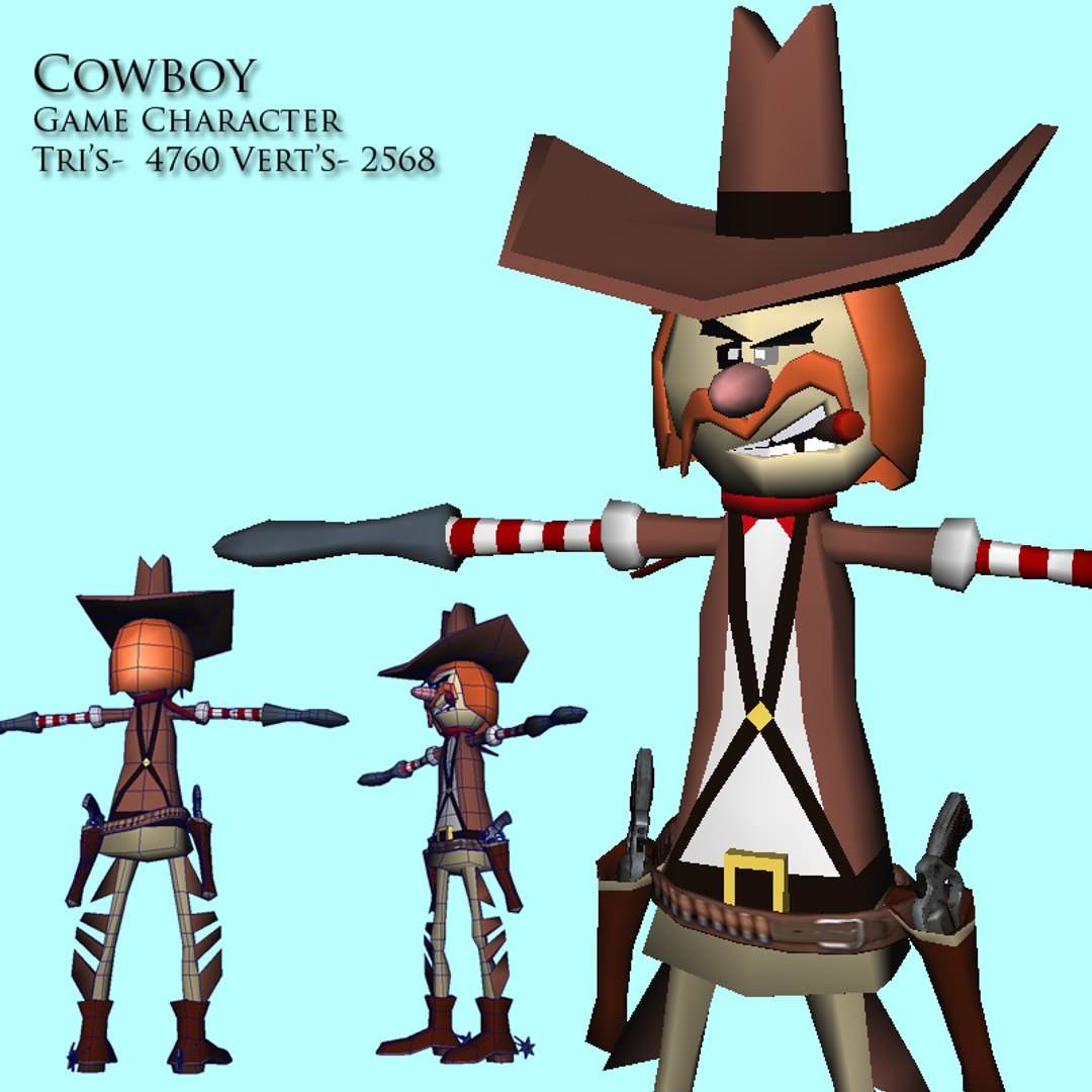 cowboy character games 3d obj