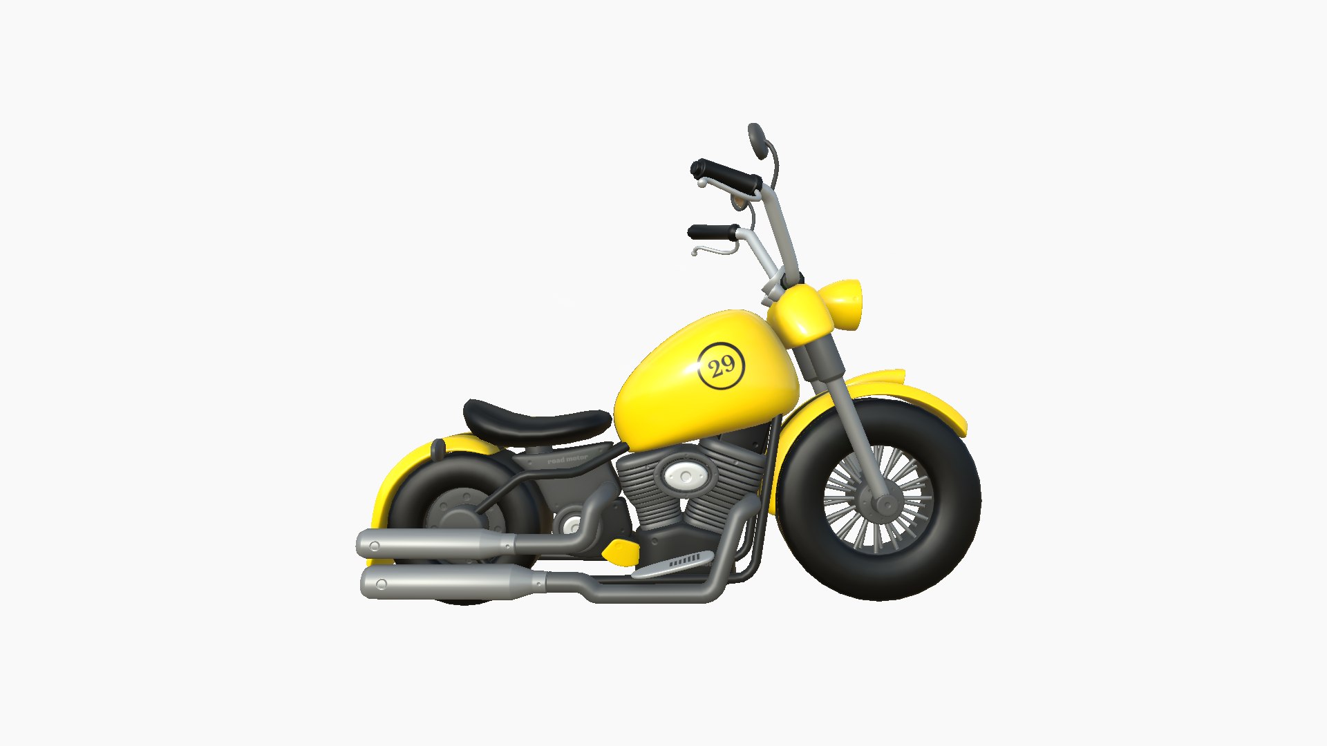 Motorcycle Cartoon A03 Yellow - Custom Vehicle Design 3D Model ...