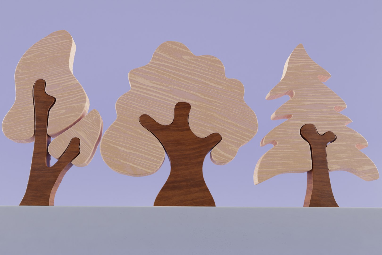 3D Model Toy Wooden Trees - TurboSquid 1970410