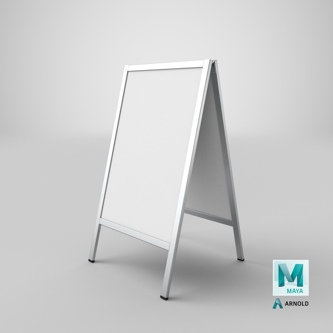 3D Stand Up Signage 04 Metal Black and White - TurboSquid 1952643