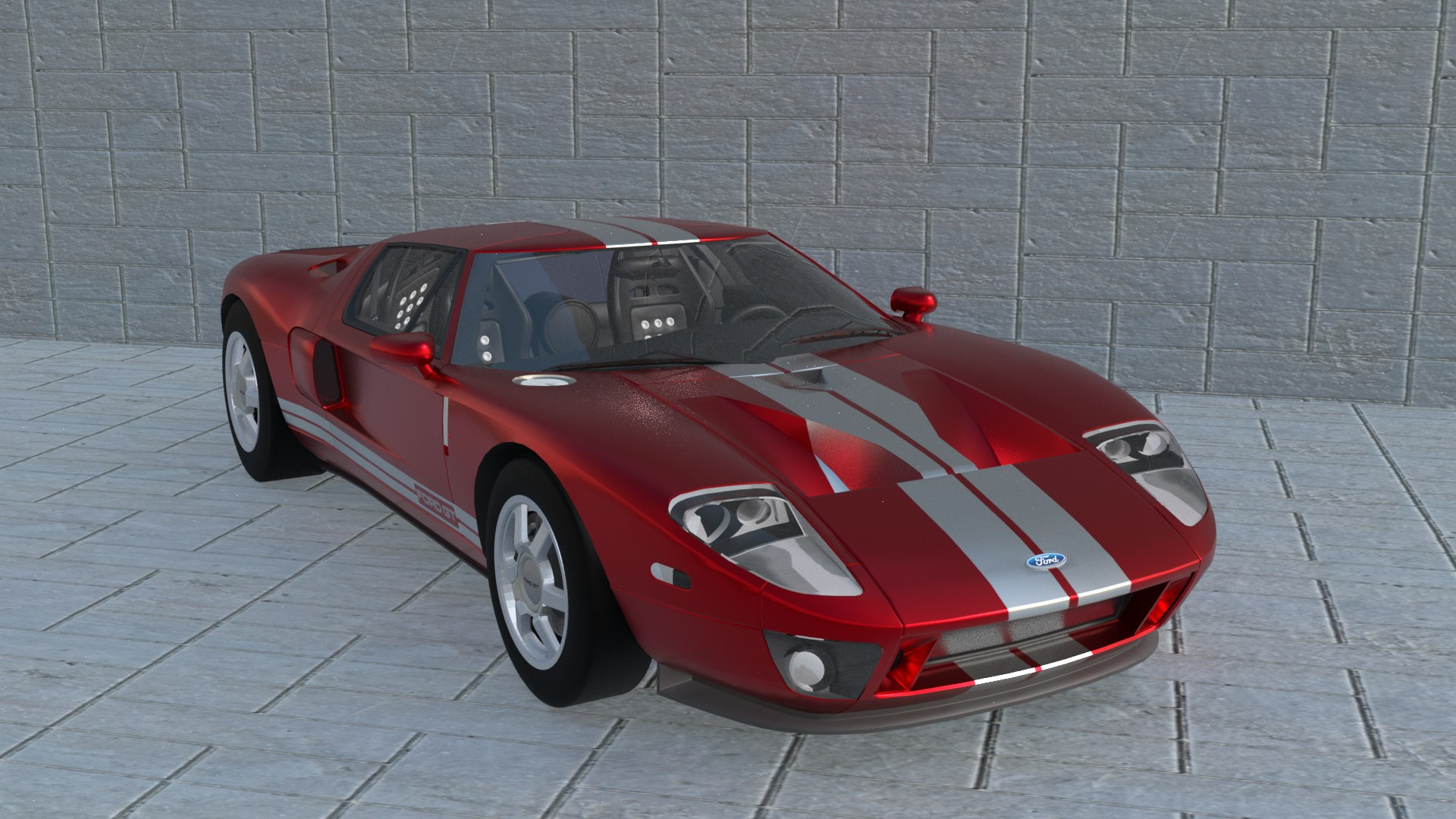 3D High Quality Ford GT 3D Model Detailed Realistic Sports Car In Red ...