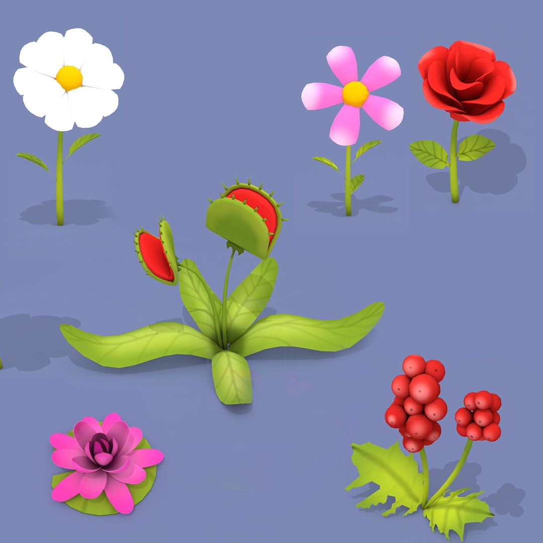 modelo 3d Cartoon Flowers - TurboSquid 2032877