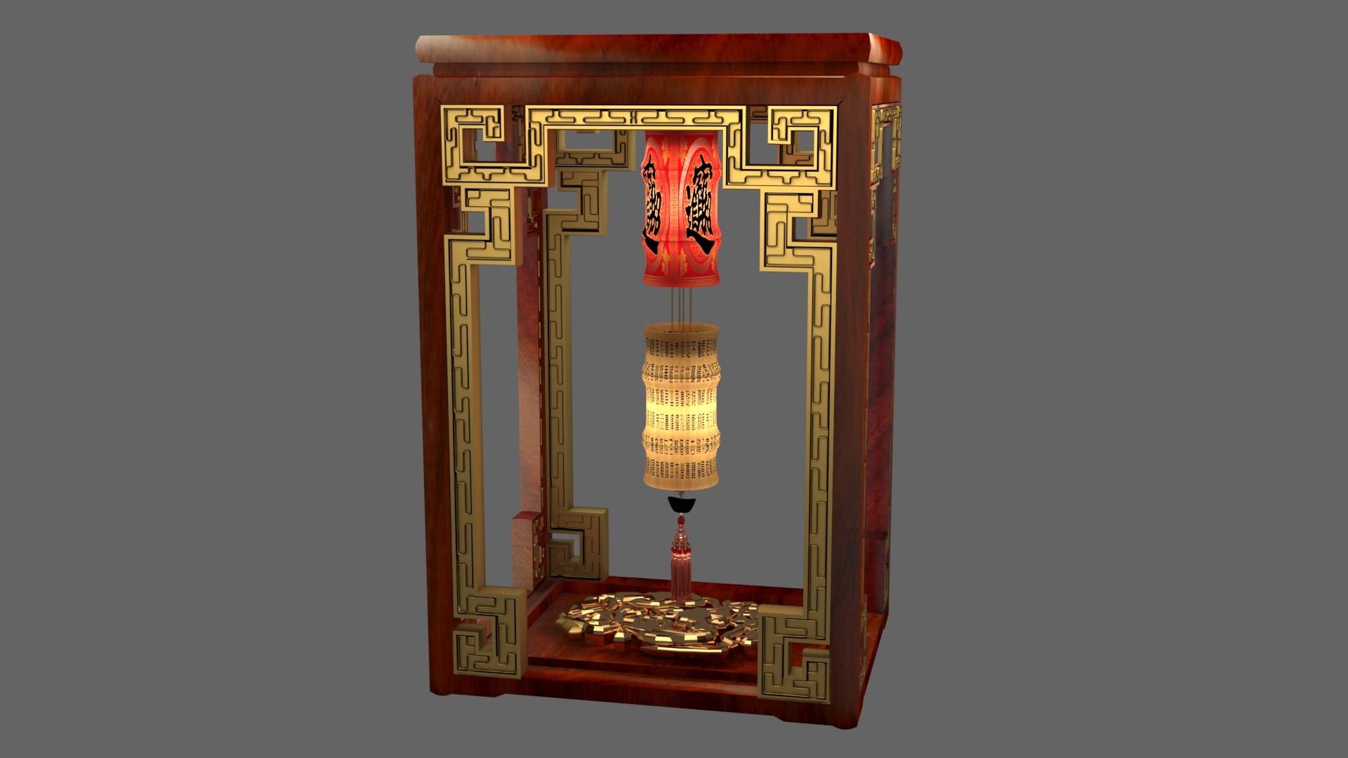 3D Model Chinese Red Bamboo Lantern - TurboSquid 2513459