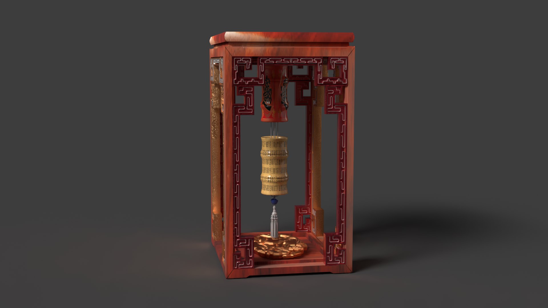 3D Model Chinese Red Bamboo Lantern - TurboSquid 2513459