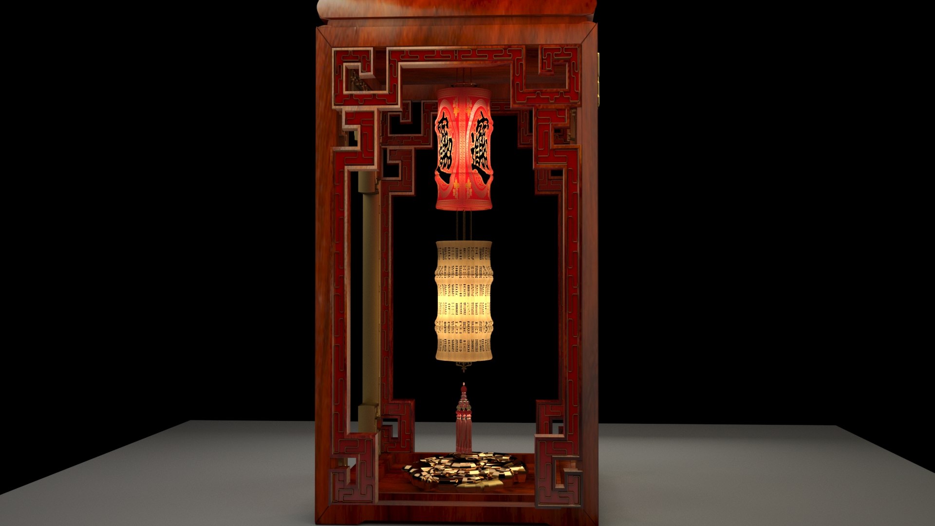 3D Model Chinese Red Bamboo Lantern - TurboSquid 2513459