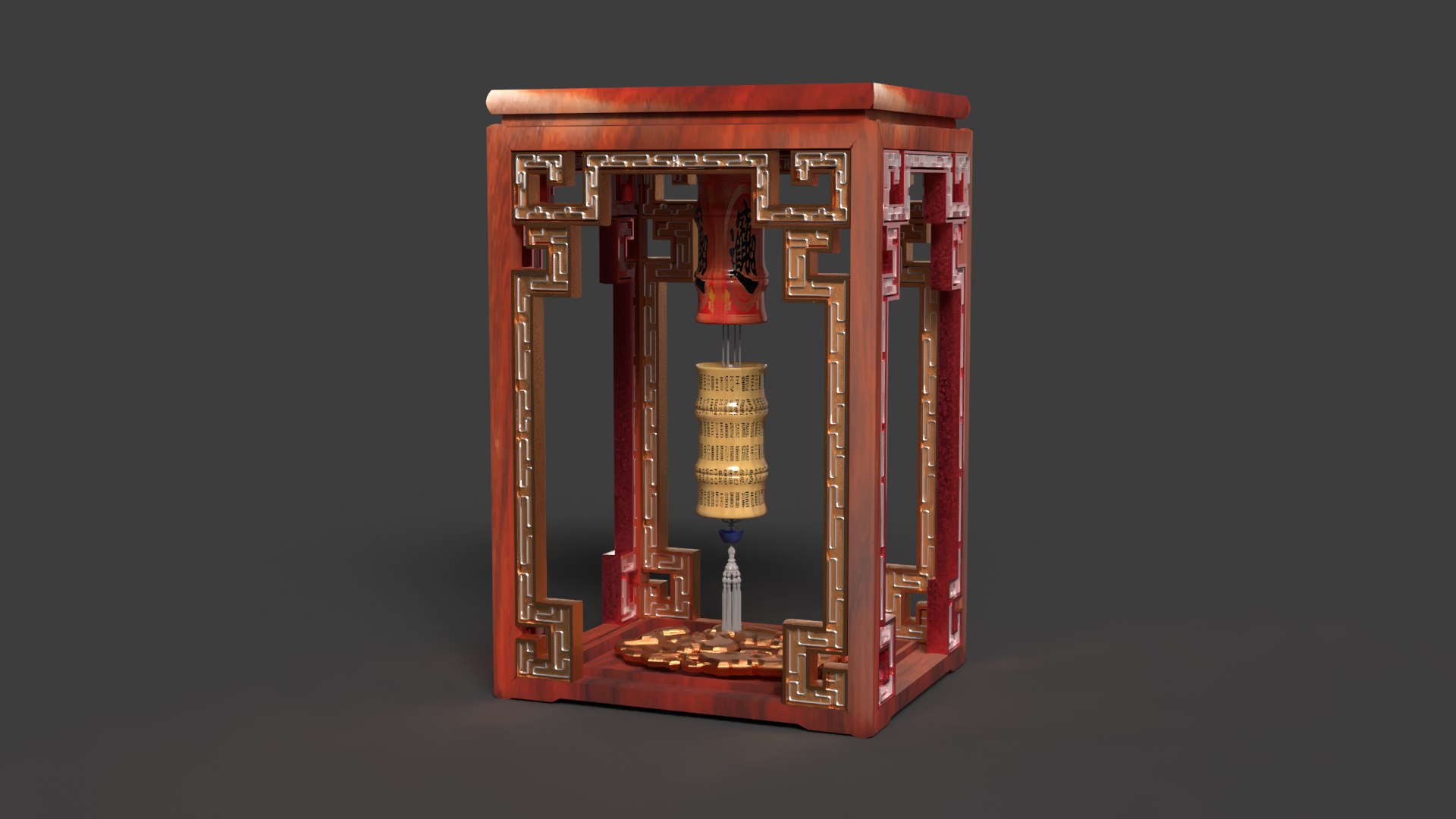 3D Model Chinese Red Bamboo Lantern - TurboSquid 2513459