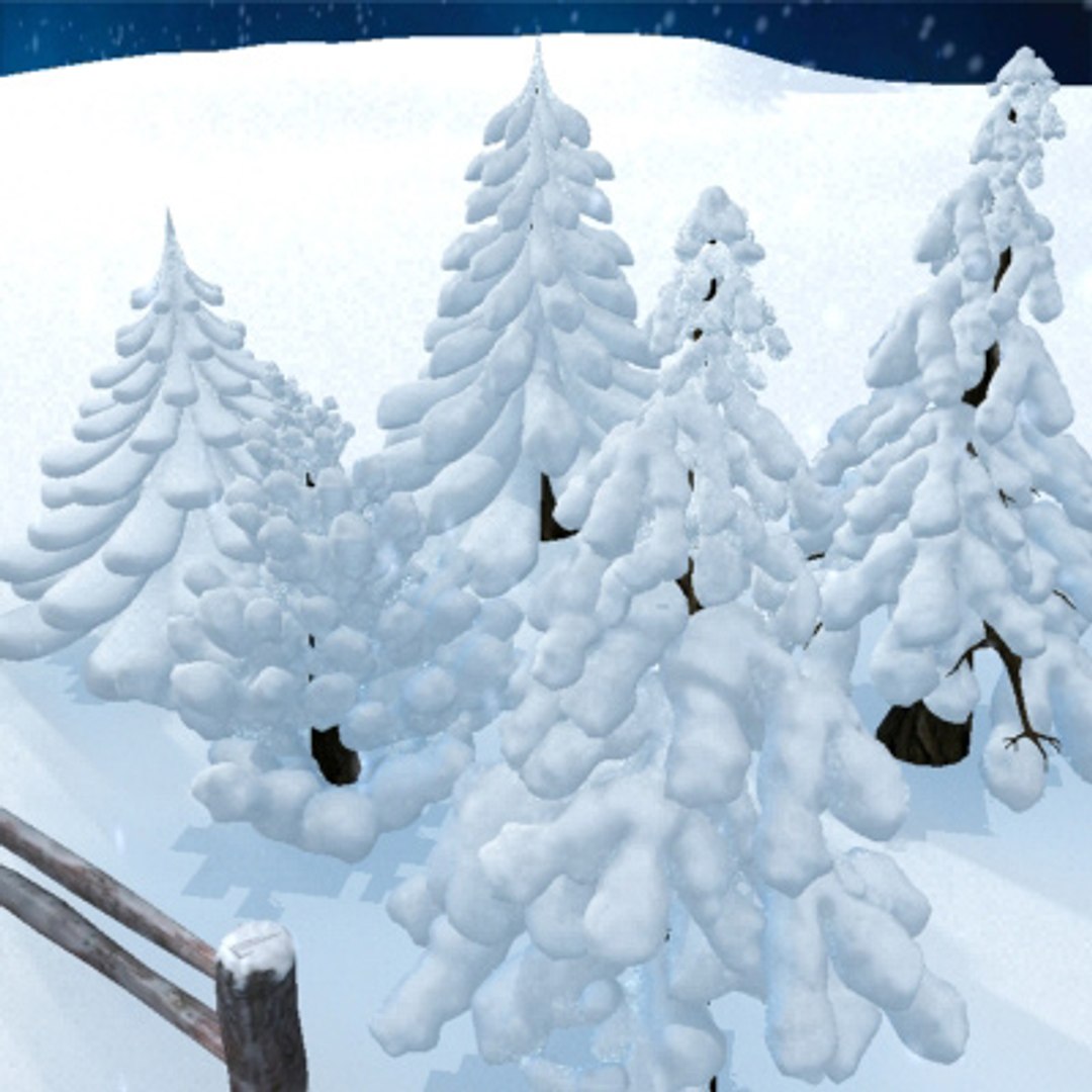 3d model 5 snow tree cartoon