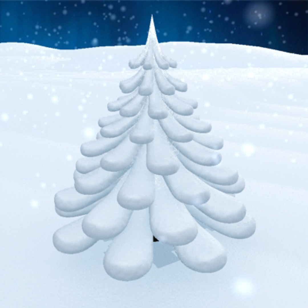 3d model 5 snow tree cartoon