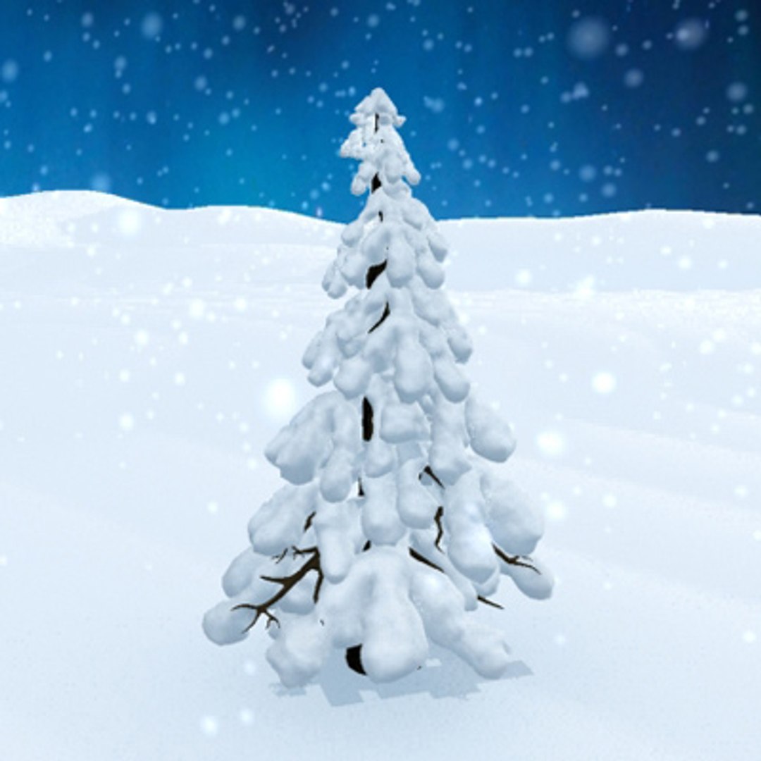 3d model 5 snow tree cartoon