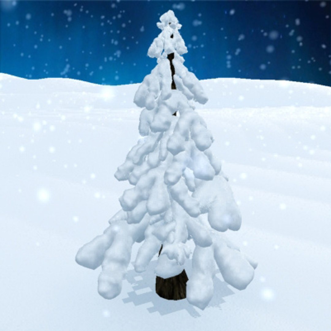 3d model 5 snow tree cartoon