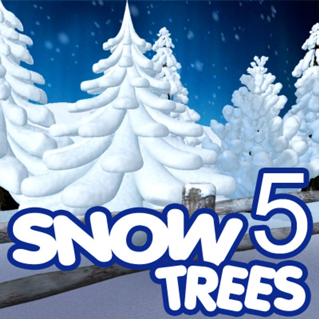3d model 5 snow tree cartoon