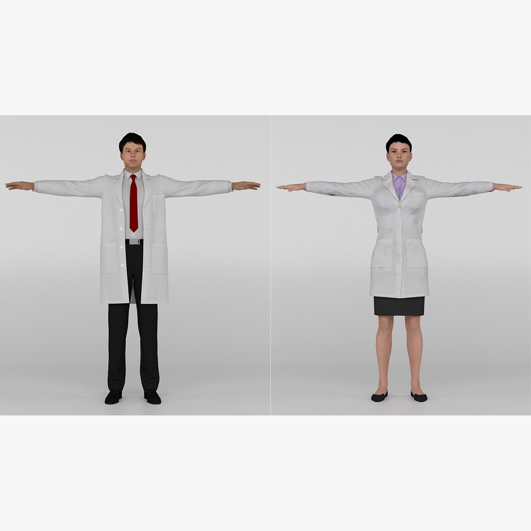3D Model Male And Female Doctor Pack - TurboSquid 2449356