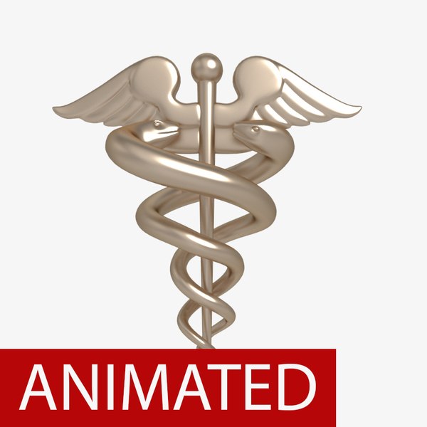 3d medical symbol caduceus animation model