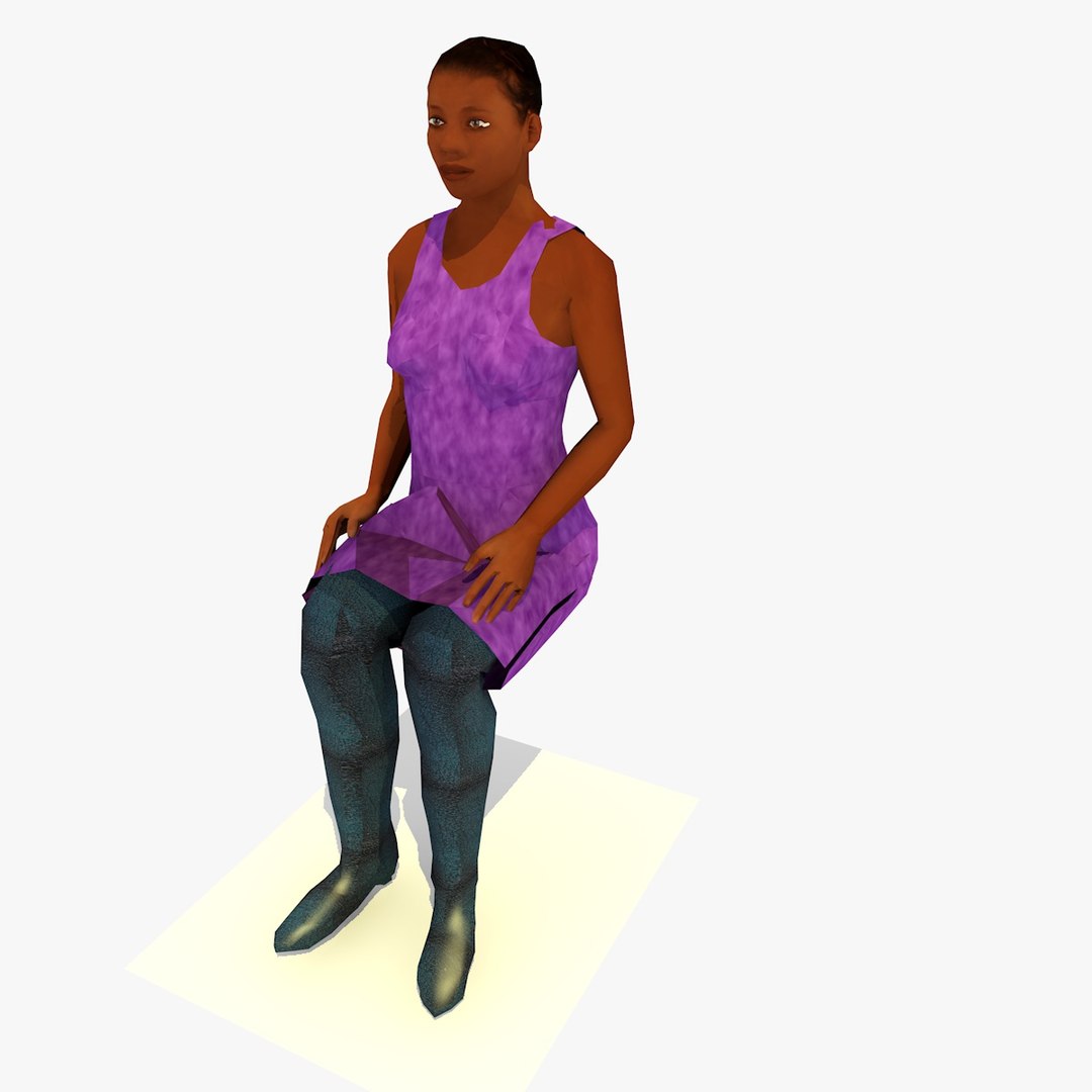 Realistically Seated African Female Body 3d Model