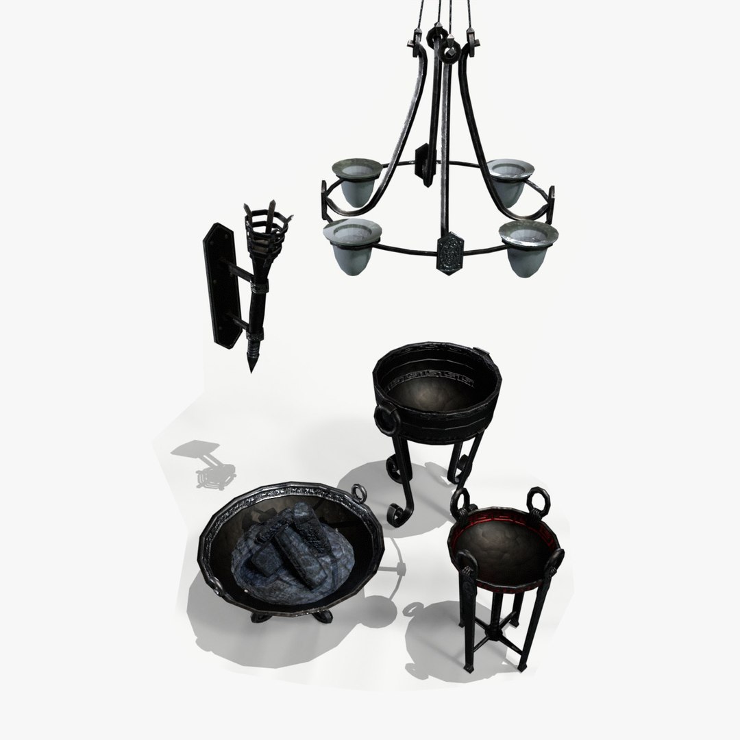 3D Model Ancient Iron Fire Pit Set - TurboSquid 2143506