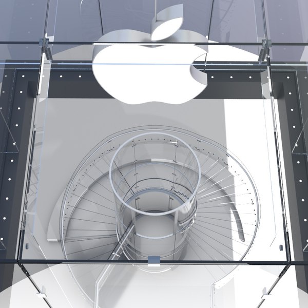 3dsmax glass cube entrance apple