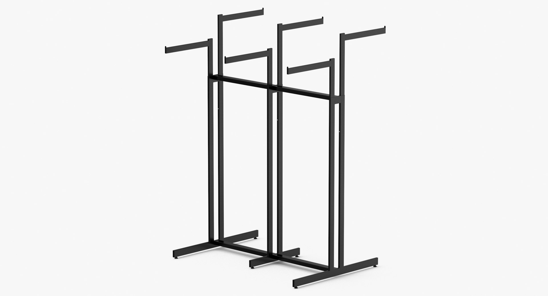 Clothing 6 Way Rack 02 Metal Black And White 3D - TurboSquid 1972817