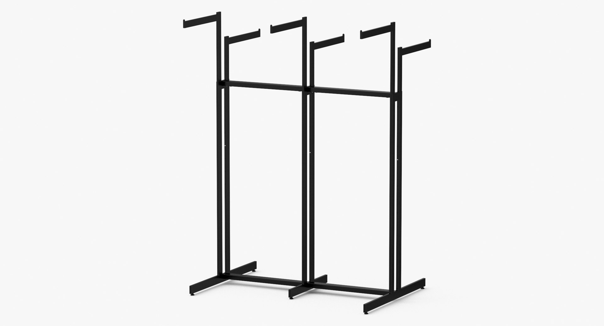 Clothing 6 Way Rack 02 Metal Black And White 3D - TurboSquid 1972817