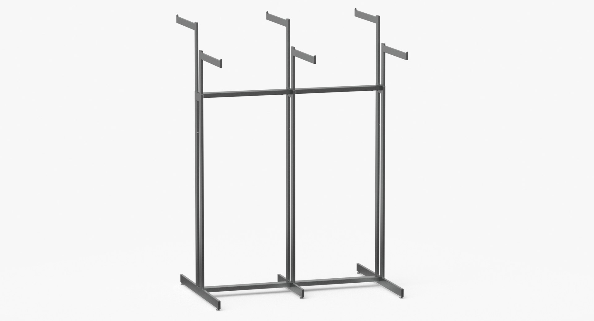 Clothing 6 Way Rack 02 Metal Black And White 3D - TurboSquid 1972817