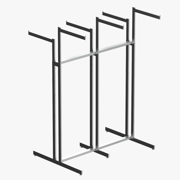 Clothing 6 Way Rack 02 Metal Black and White 3D - TurboSquid 1972817
