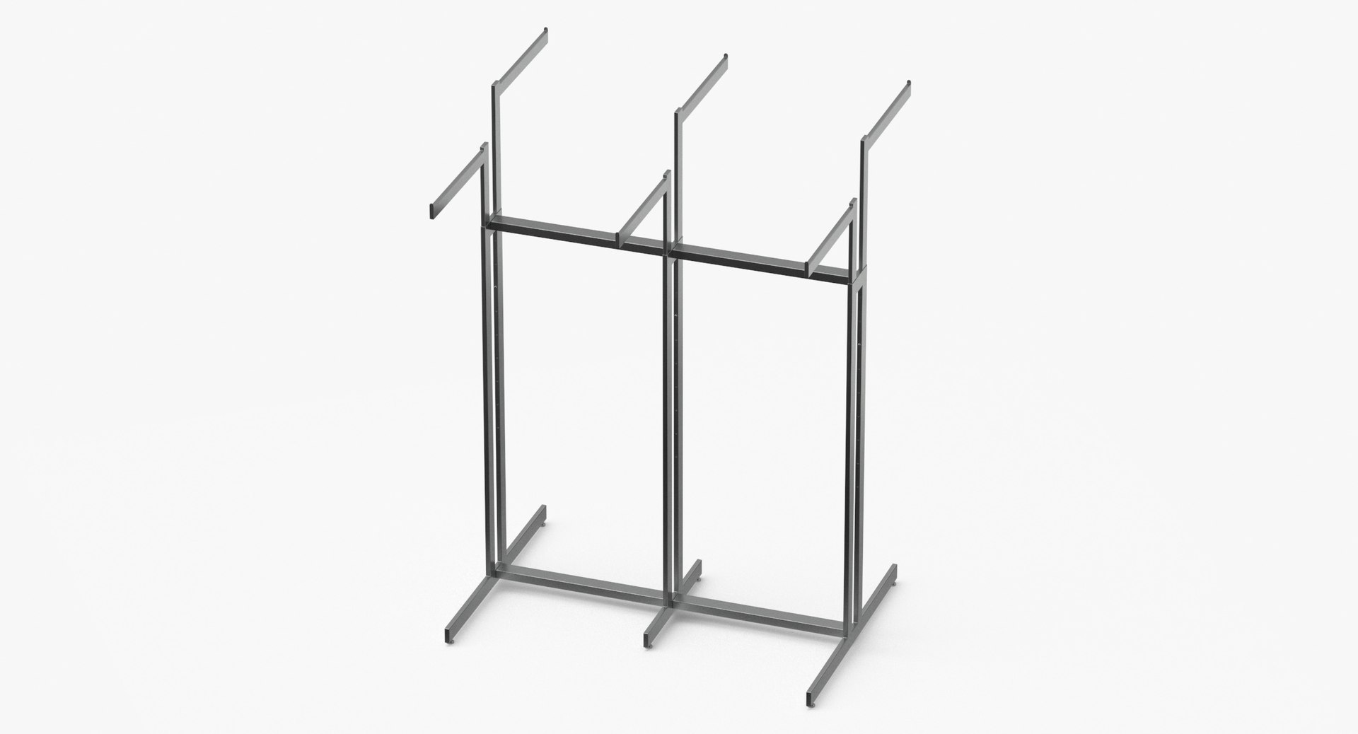Clothing 6 Way Rack 02 Metal Black And White 3D - TurboSquid 1972817