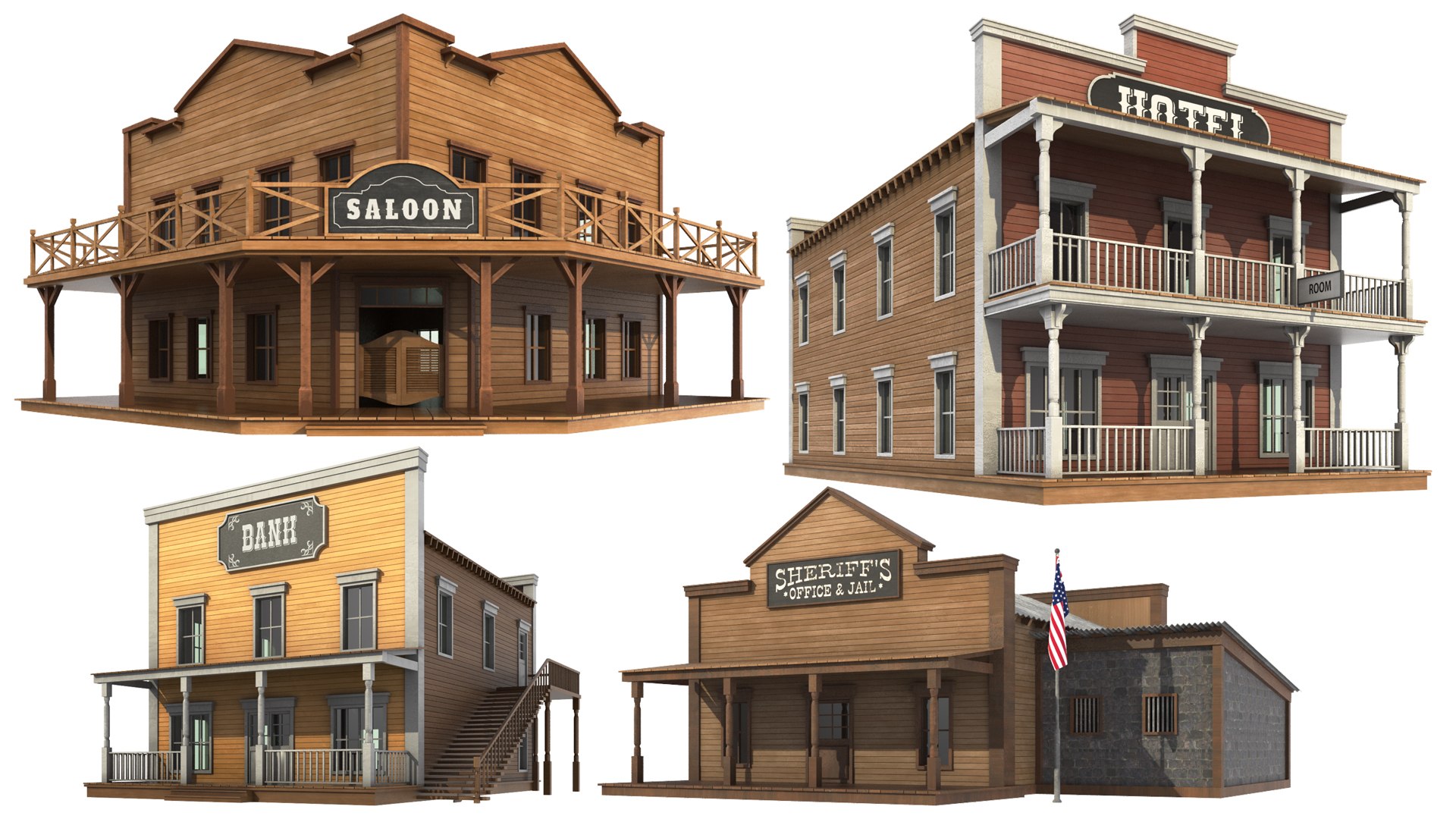Detailed Western Houses Collection 01 3D Model - TurboSquid 2165023