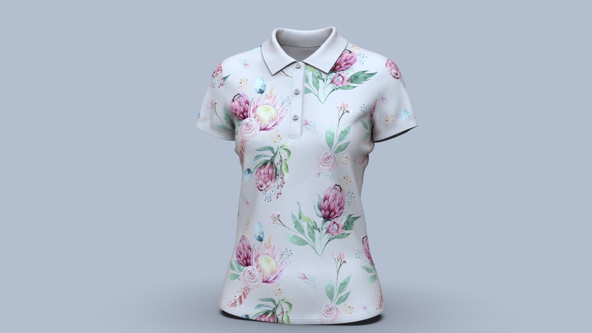 3D Women short sleeved regular fit polo shirt model - TurboSquid 2084481