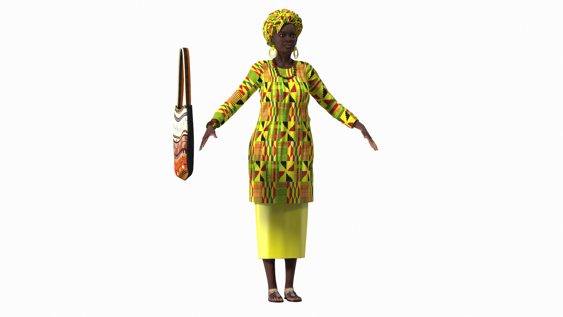3D African Woman Wearing Traditional Clothes Rigged For Modo Model ...