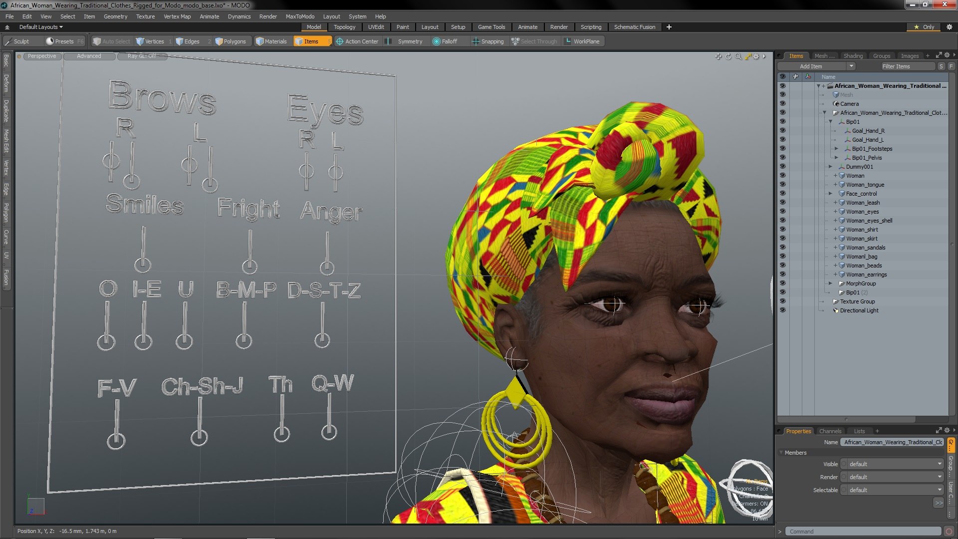 3D African Woman Wearing Traditional Clothes Rigged for Modo model ...