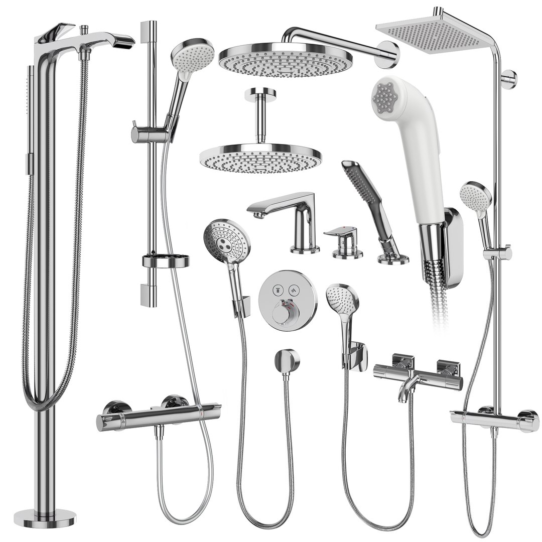 3D Faucets And Shower Systems Hansgrohe Set 172 - TurboSquid 1955356