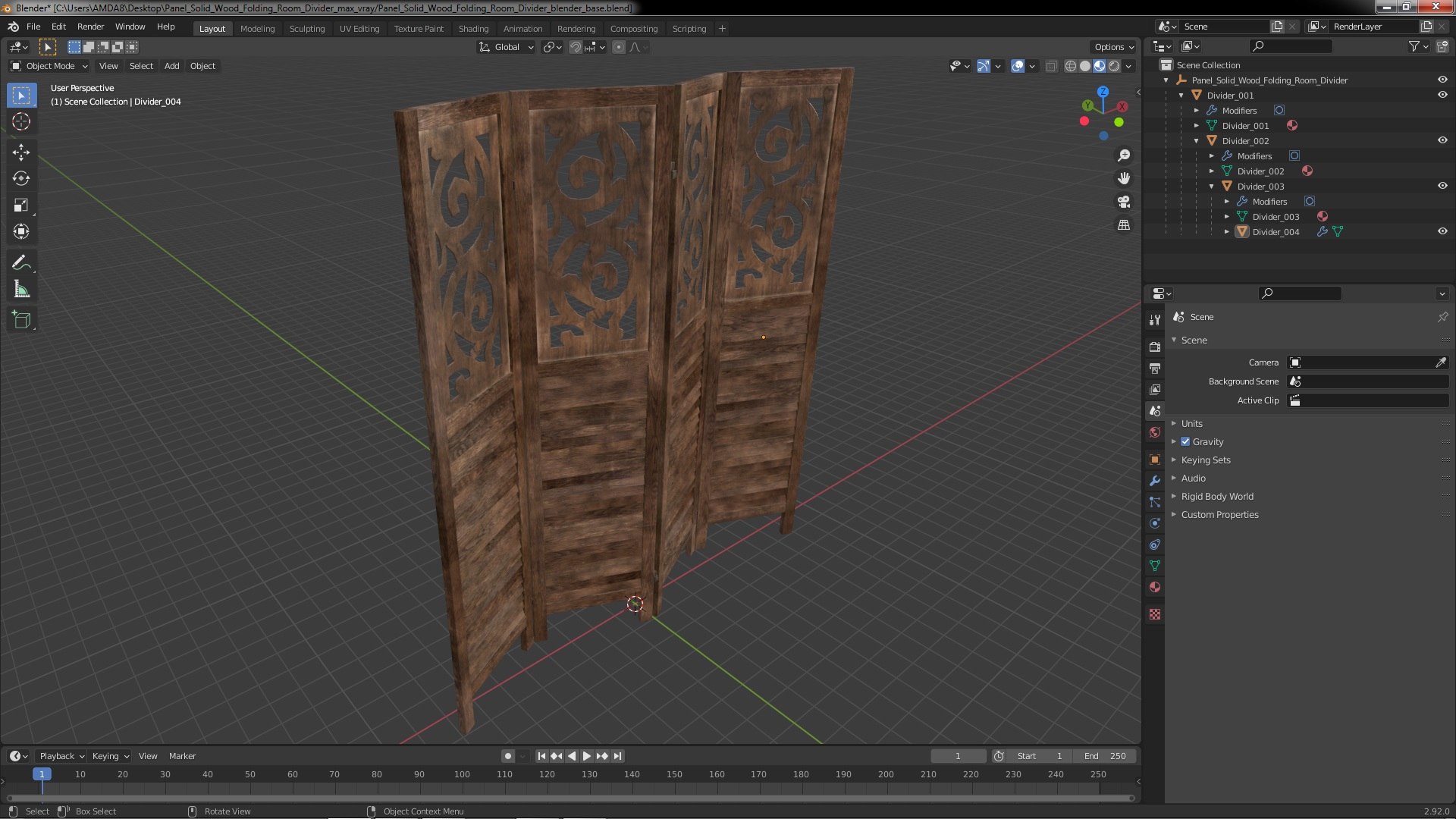 3D Panel Solid Wood Folding Room Divider - TurboSquid 2127958