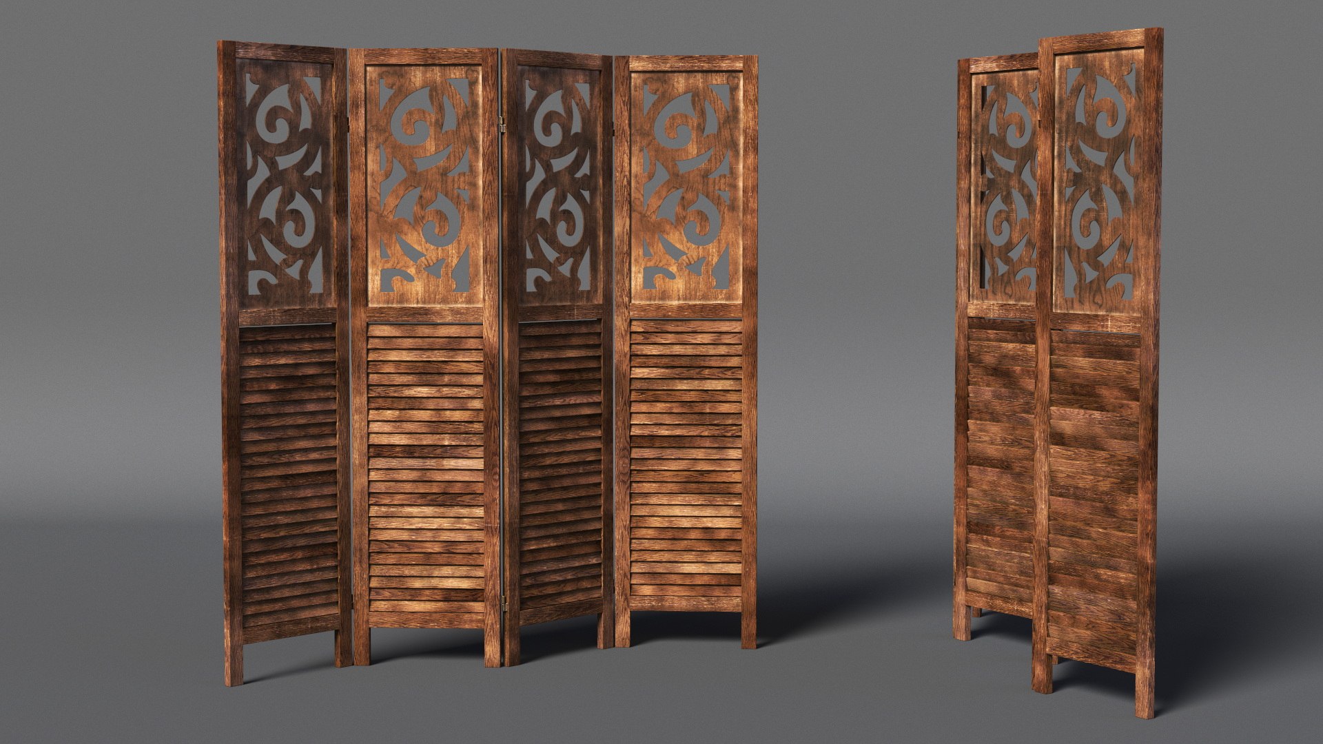 3D Panel Solid Wood Folding Room Divider - TurboSquid 2127958