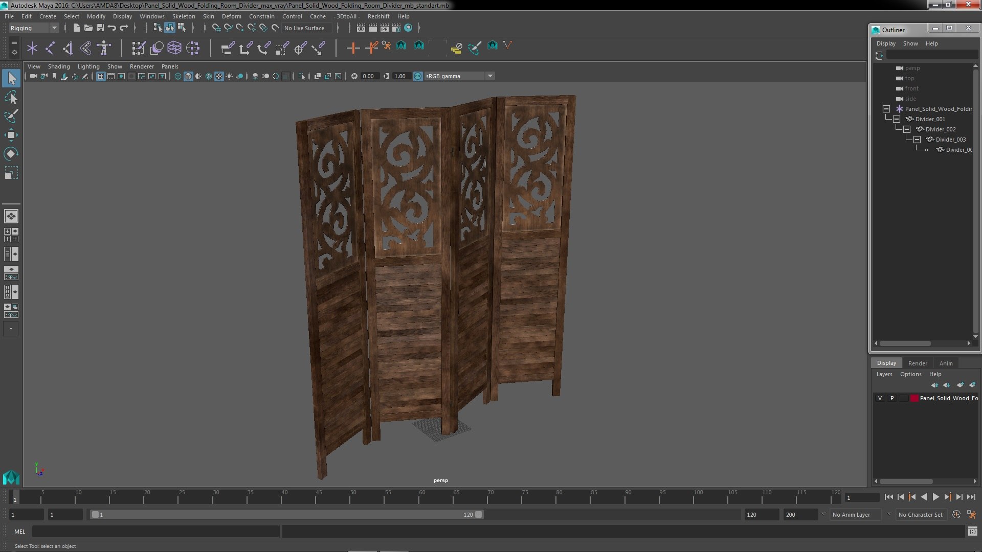3D Panel Solid Wood Folding Room Divider - TurboSquid 2127958