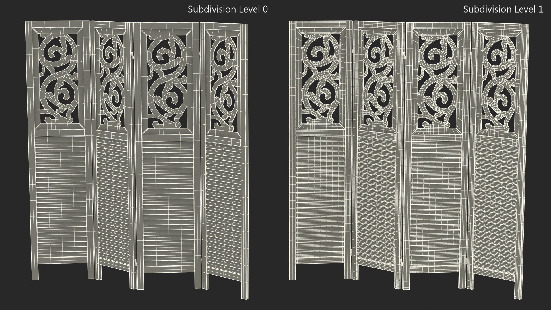 3D Panel Solid Wood Folding Room Divider - TurboSquid 2127958