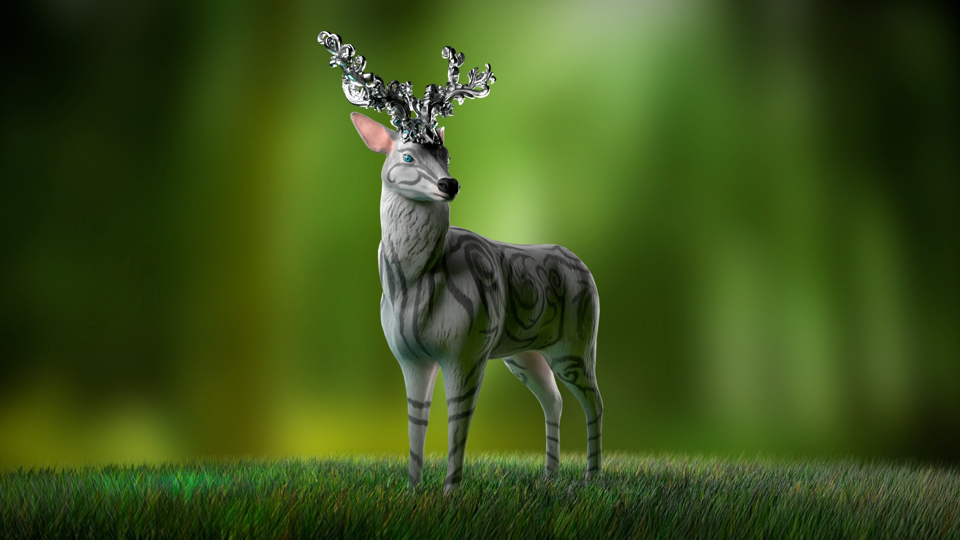 3D Fantasy Golden Deer - TurboSquid 1909704
