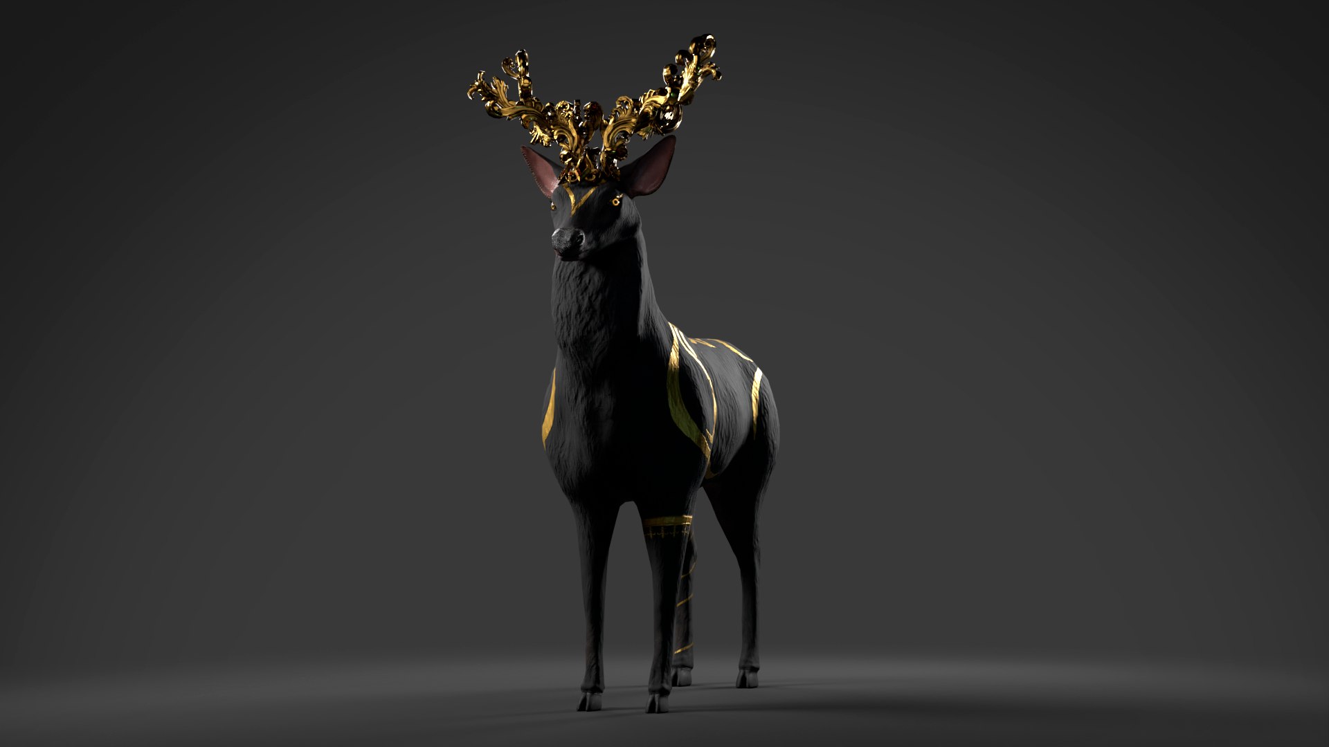 3D Fantasy Golden Deer - TurboSquid 1909704