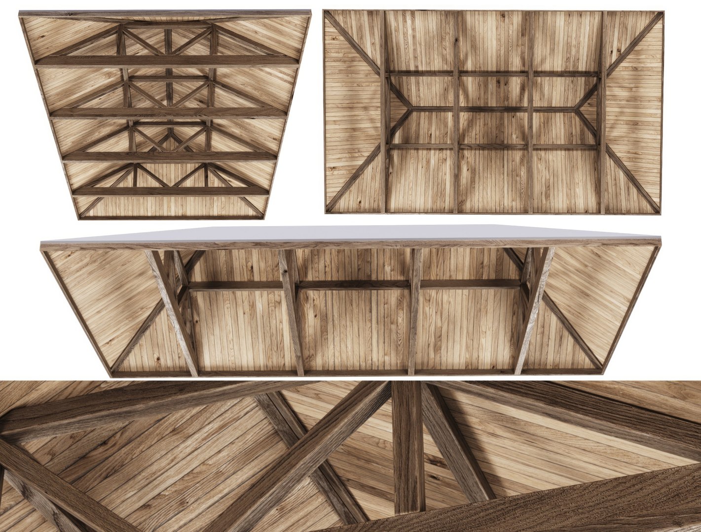 Wooden Ceiling V8 With Beams 3D Model - TurboSquid 2285173
