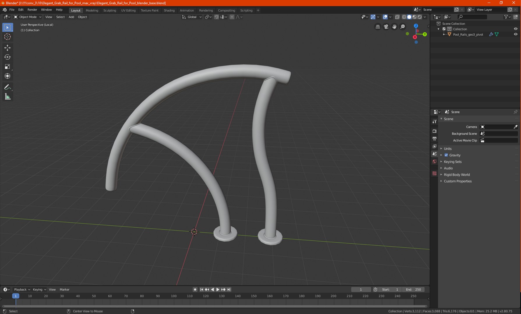 3D Model Elegant Grab Rail For Pool - TurboSquid 1990745