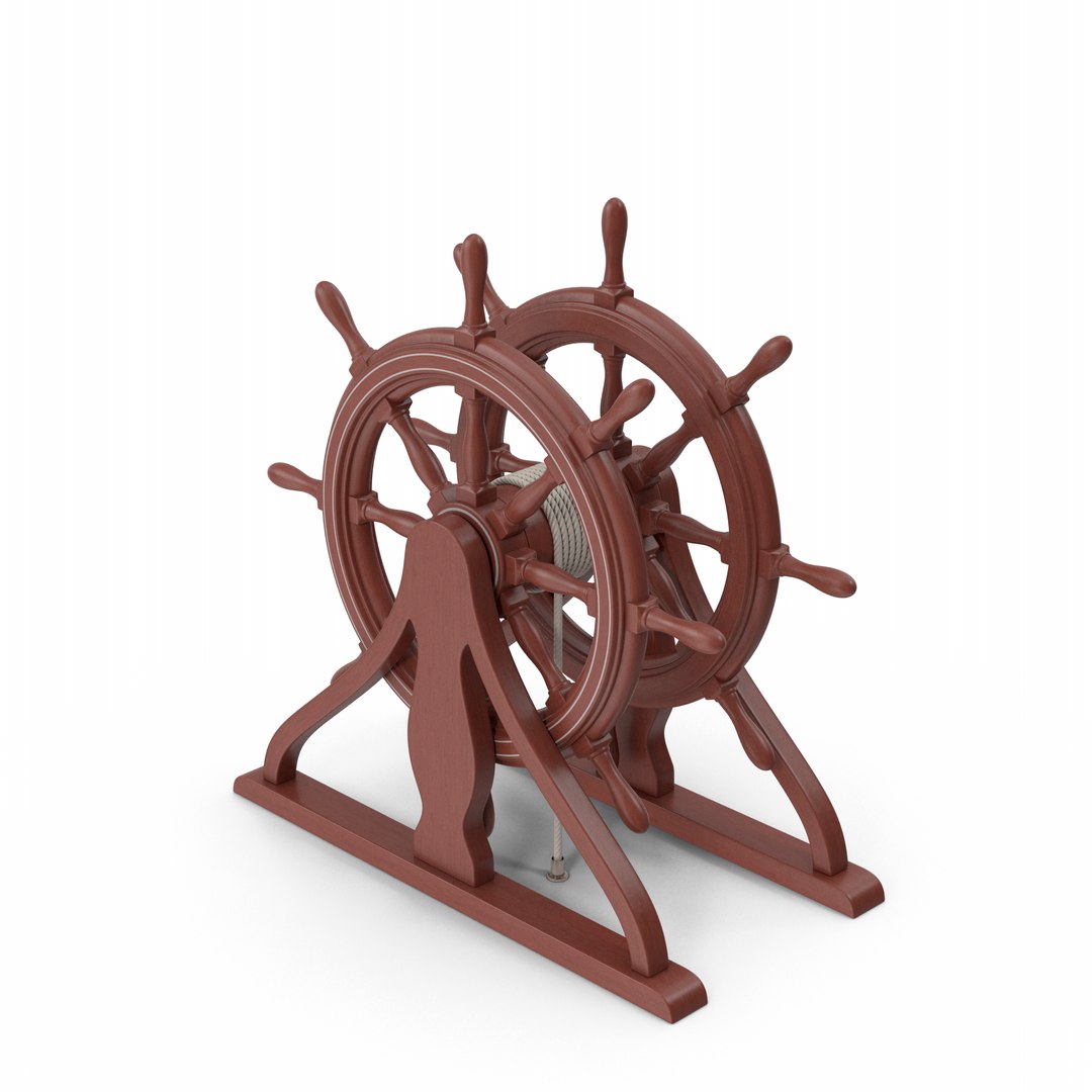 3D Model Ship Wheel Dark Wood - TurboSquid 2184991