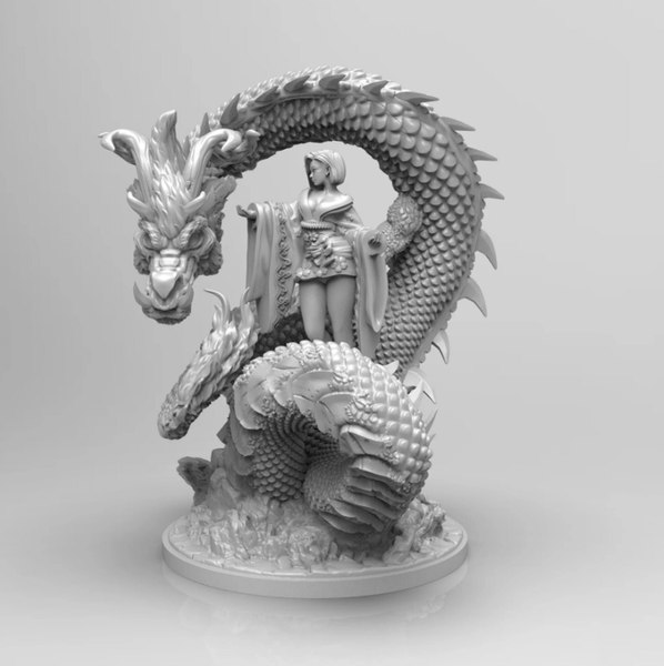 3D Anime Character design The 18 with the green dragon statue STL 3D ...