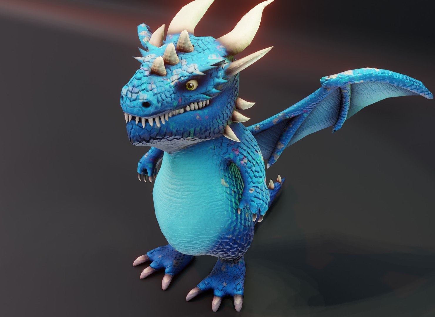 3D Cartoon Blue Dragon Low-poly 3D Model - TurboSquid 2167750