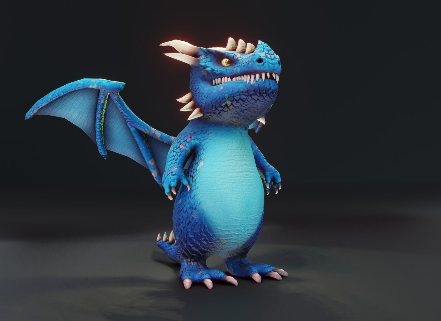 3D Cartoon Blue Dragon Low-poly 3D Model - TurboSquid 2167750