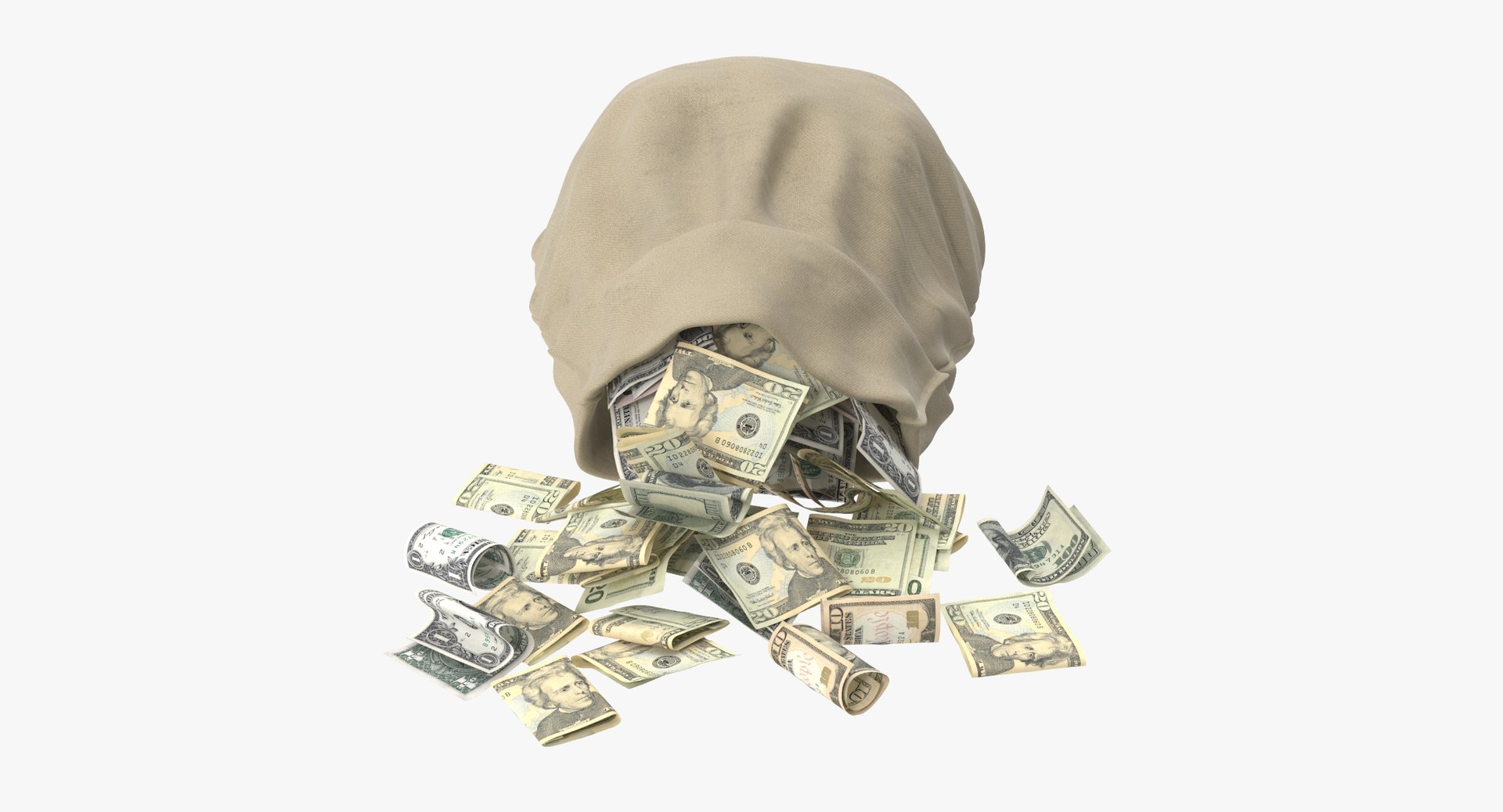 open money bag 03 3d model